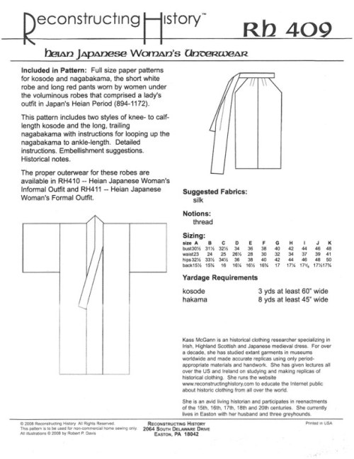 RH409: HEIAN JAPANESE WOMAN'S UNDERWEAR (KOSODE AND HAKAMA)